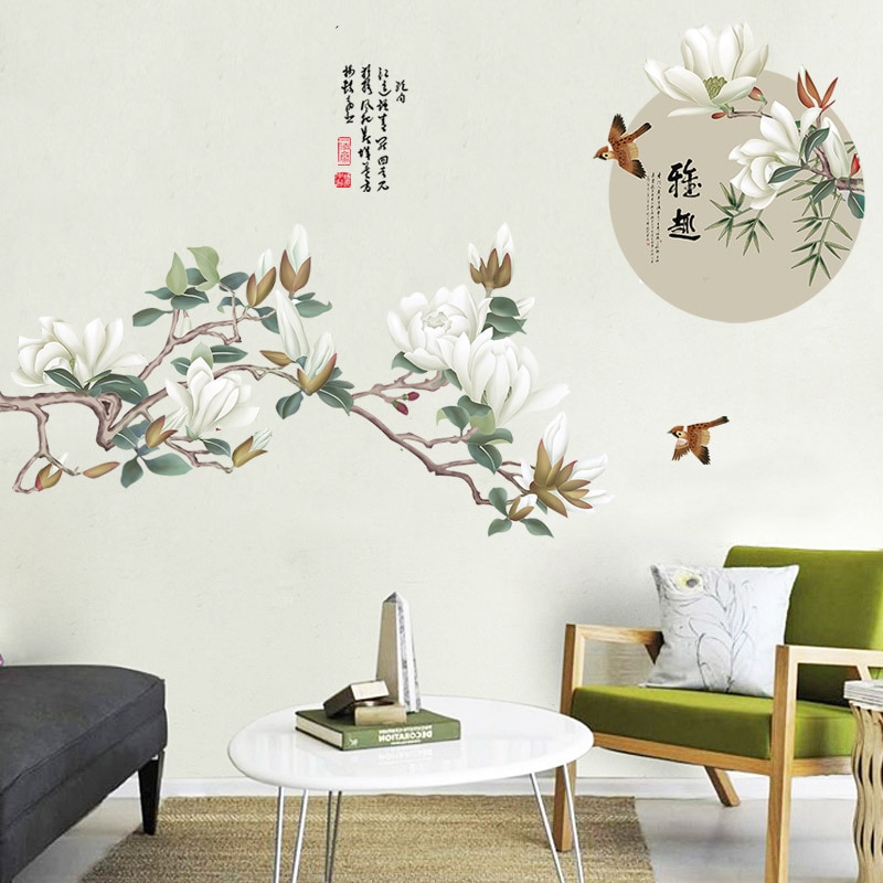 Chinese Style Flower Wall Stickers Vintage Poster ... – Vicedeal