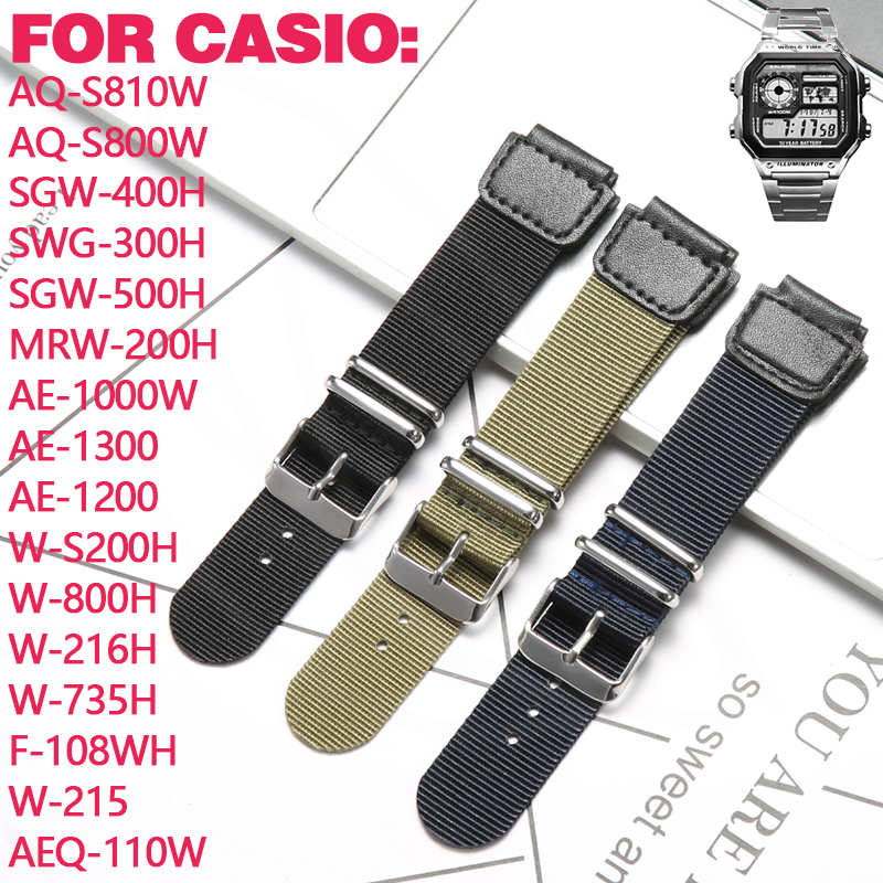 18Mm Nylon Horlogeband Voor Casio Ae 1200 W-735 AQ... – Vicedeal