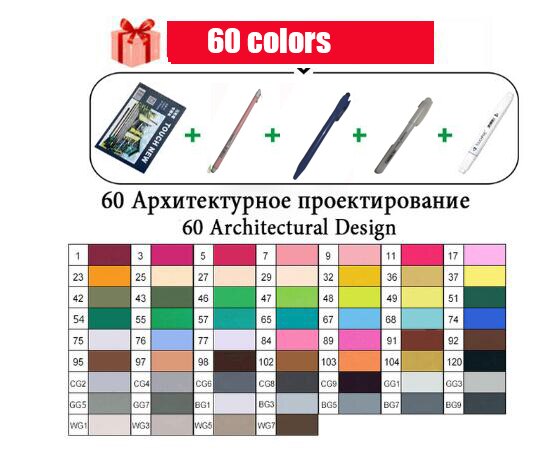 TOUCHFIVE Markers 30 40 80 168 Colors Dual Tips Al... – Grandado