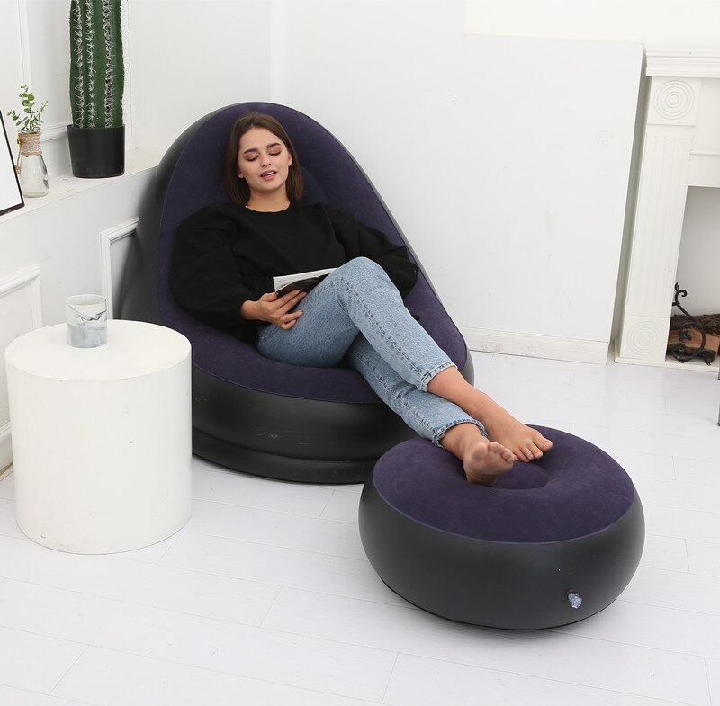 Inflatable Lounge Sofa Chair PVC Flocking Foldable... – Vicedeal