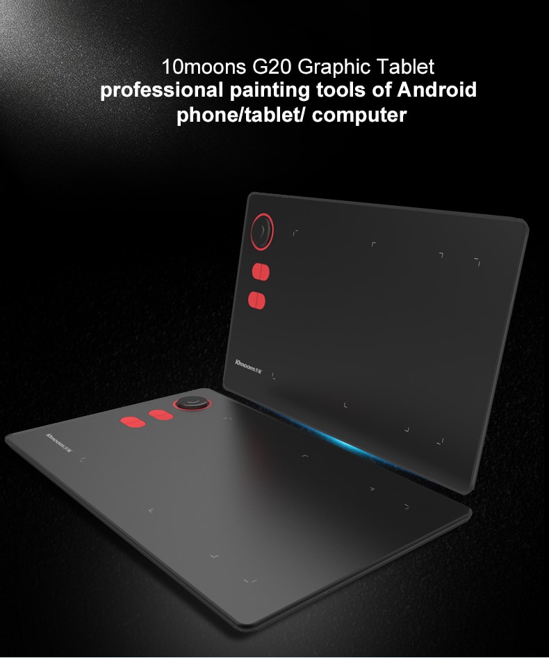 10moons G20 Graphic Drawing Tablet with roller key... – Vicedeal