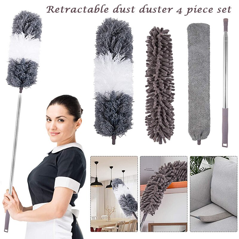 4 Stuks Microfiber Stofdoek Met Rvs Extension Pole... – Grandado