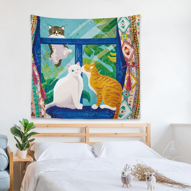 Mooie Kat Kus Wandtapijten Dorm Slaapkamer Wandtap... – Grandado