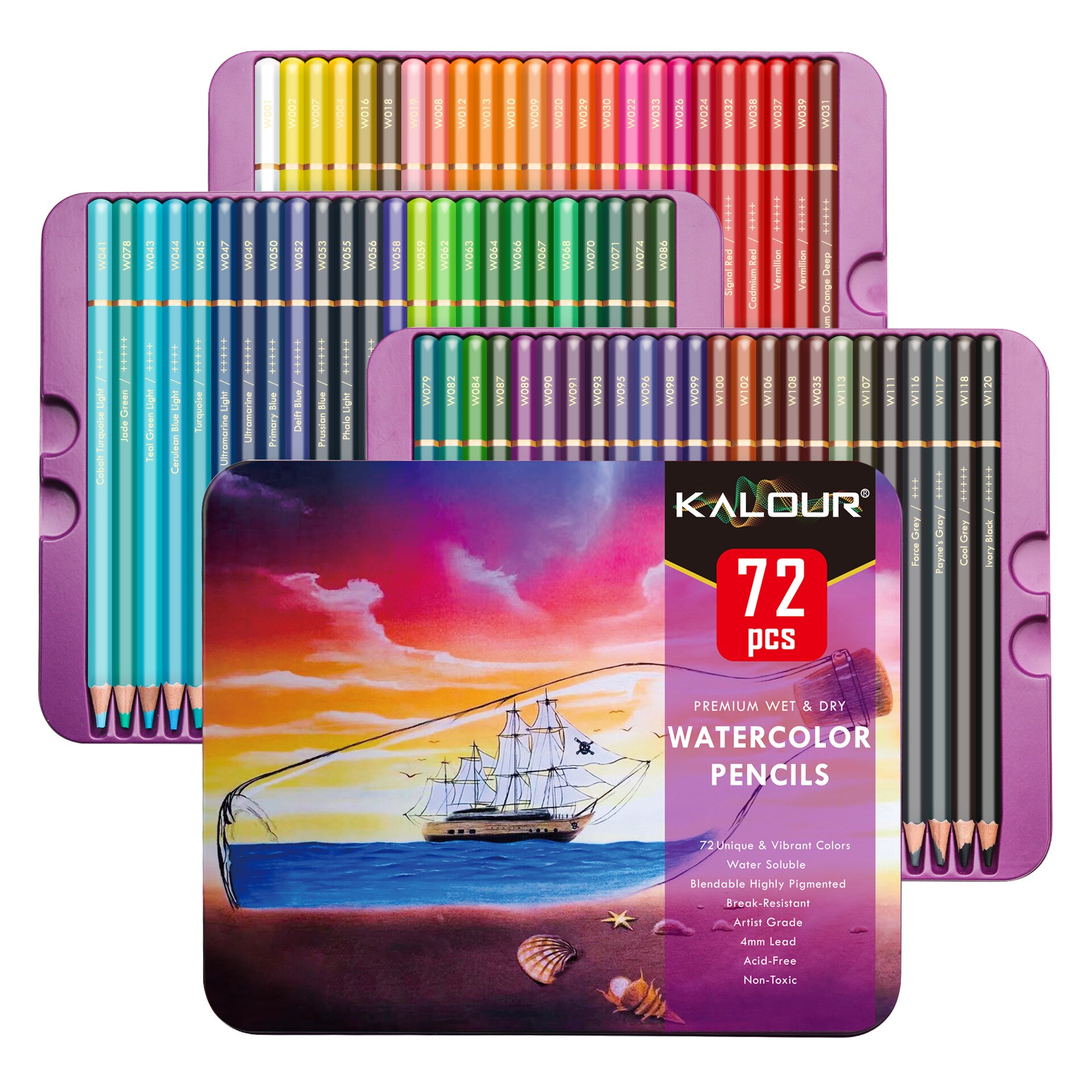 72 Colors Watercolor Pencils Graffiti Coloring Bru... – Vicedeal