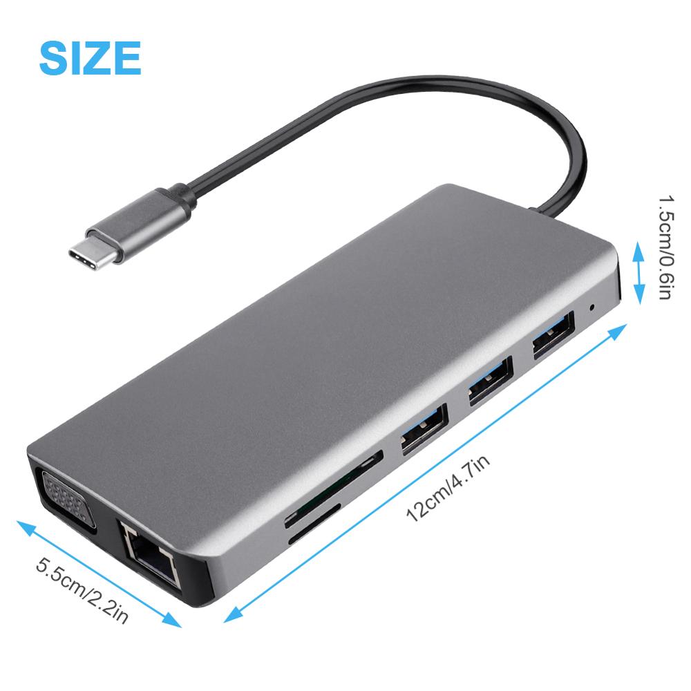 9 Ports USB C HUB to HDMI VGA RJ45 Gigabit Etherne... – Vicedeal