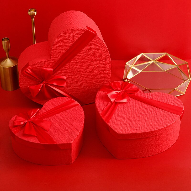 Red Heart Shaped Florist Hat Box Candy Boxes Set V... – Grandado
