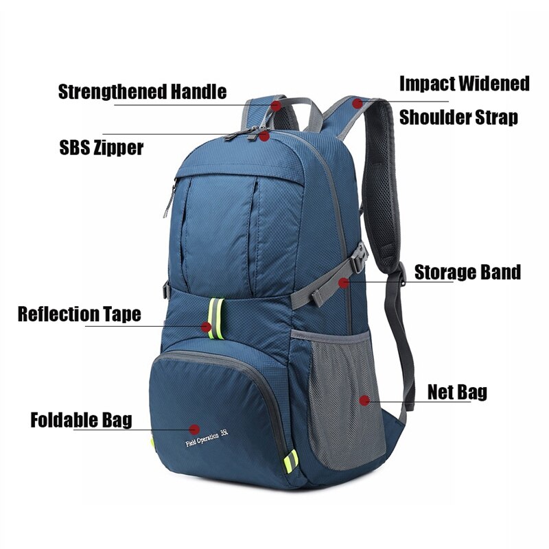 Foldable Waterproof Backpack 35L Lightweight Porta... – Grandado