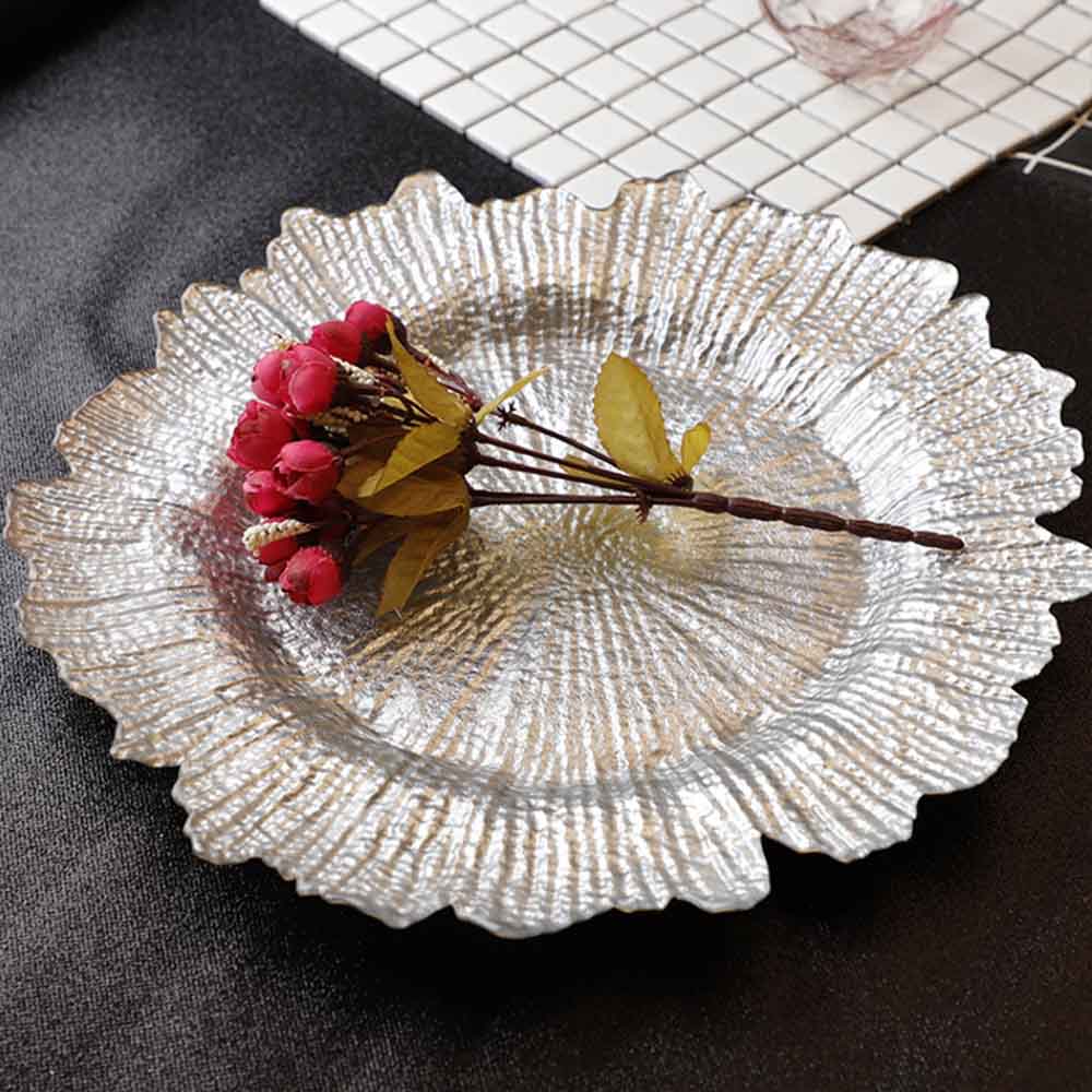 European gold-rimmed glass pearl plate Western dis... – Grandado