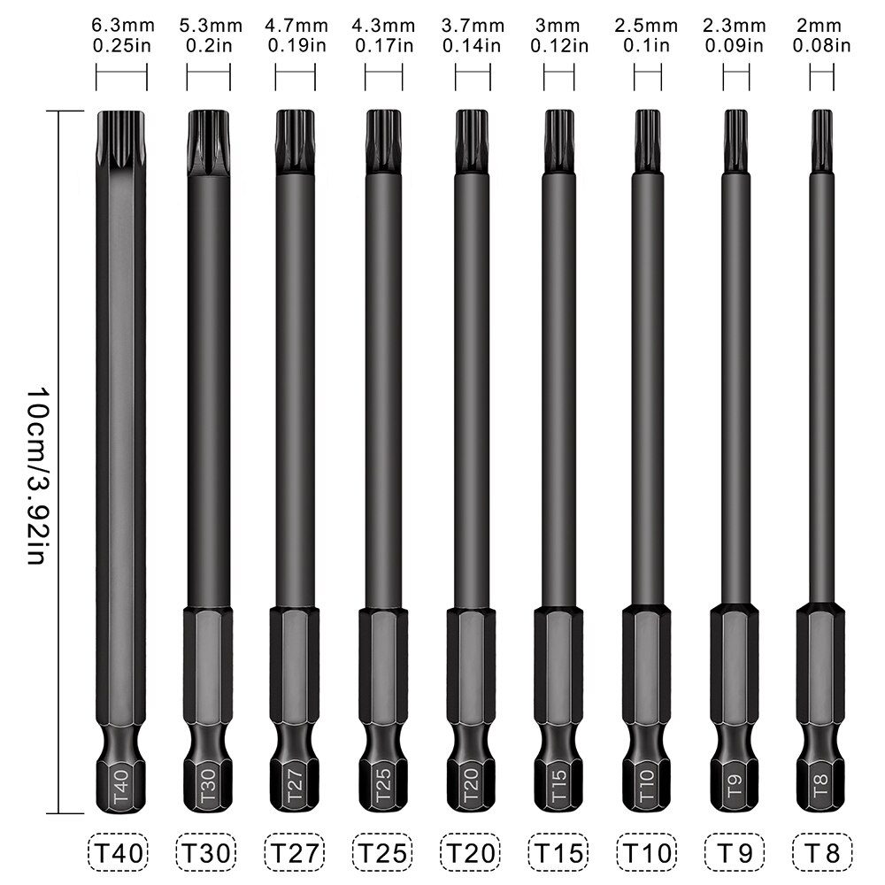 9pcs Torx Head Drill Bit Set S2 Steel Magnetic Tip... – Vicedeal