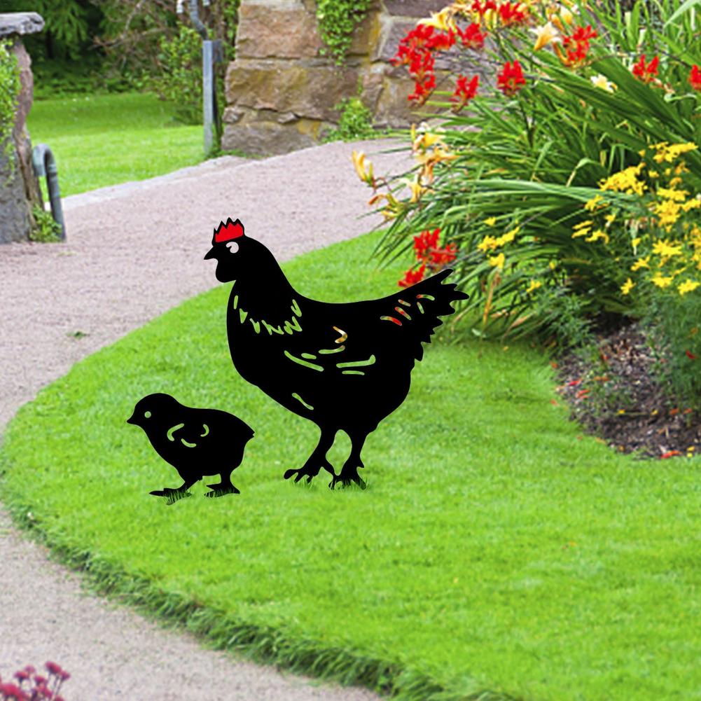 Garden Decoration Chicken Silhouette Stakes Acryli... – Grandado