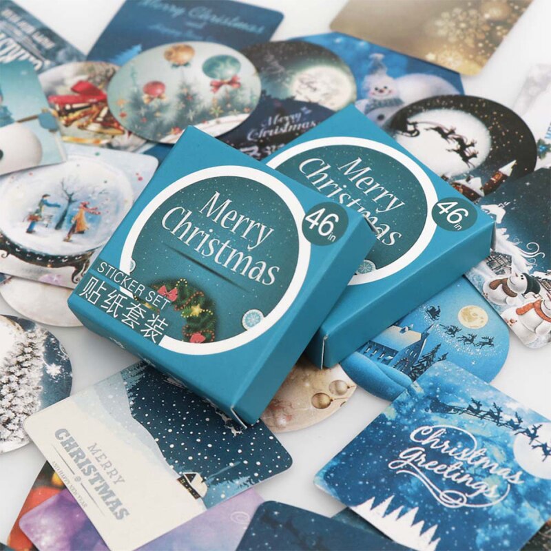 46 sheets Merry Christmas Stationery Stickers Deco... – Grandado