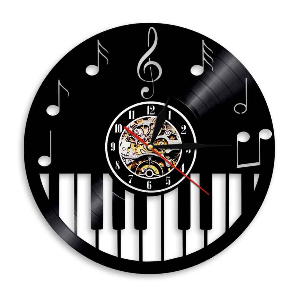 Classic Music Wall Clock Play The Piano Vinyl Reco... – Grandado