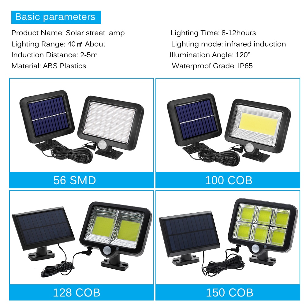 150 LED Solar Light Outdoor Solar Lamp PIR Motion ... – Grandado
