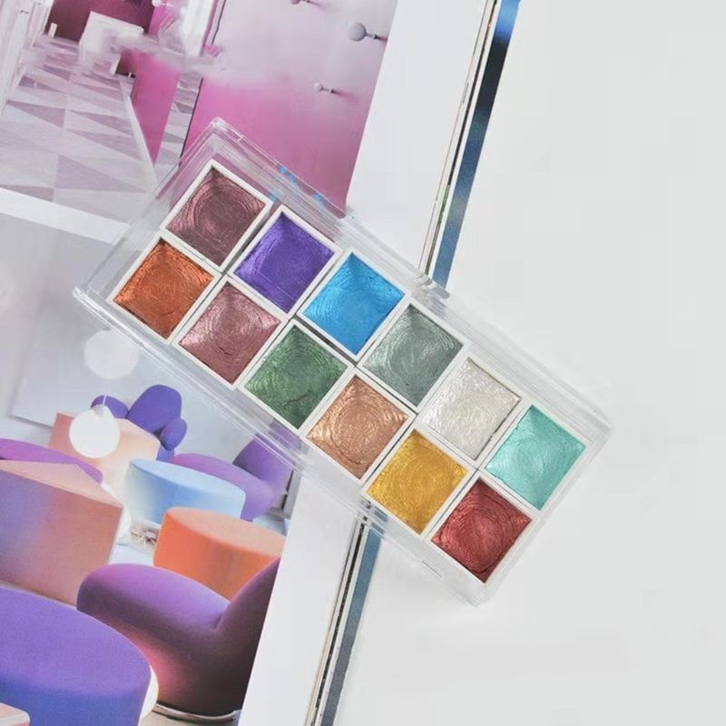 12 farben Glitter Solide Aquarell Set Pigment Farb... – Vicedeal