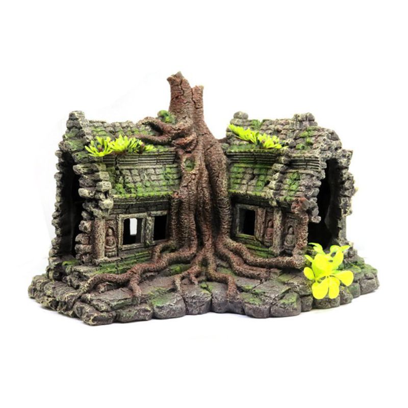Resin Imitation Wooden Root House Ruins Aquarium O... – Grandado