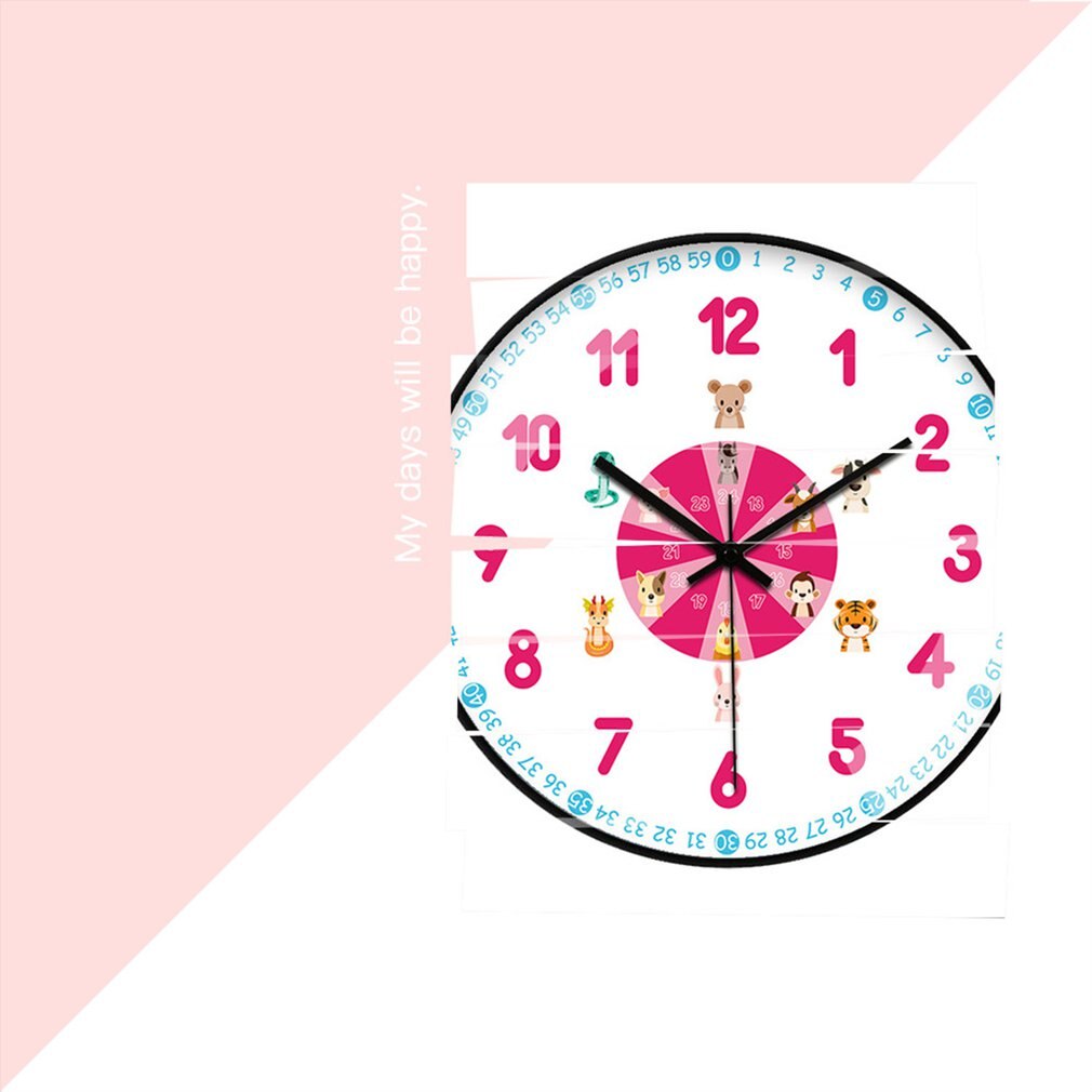 Kids Children Educational Wall Clock 10 inch Color... – Grandado