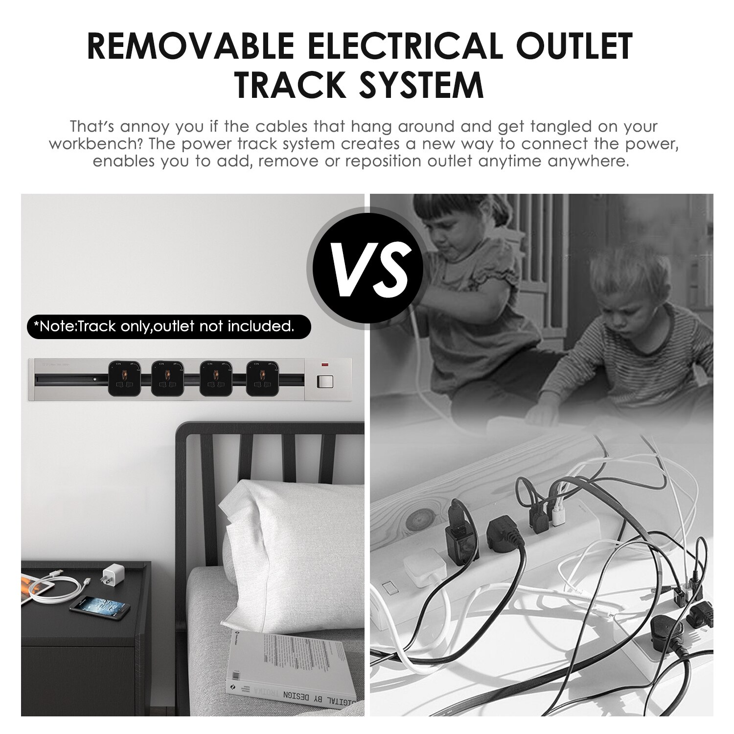 KKmoon 60cm Power Electrical Outlet Track Wall Con... – Grandado