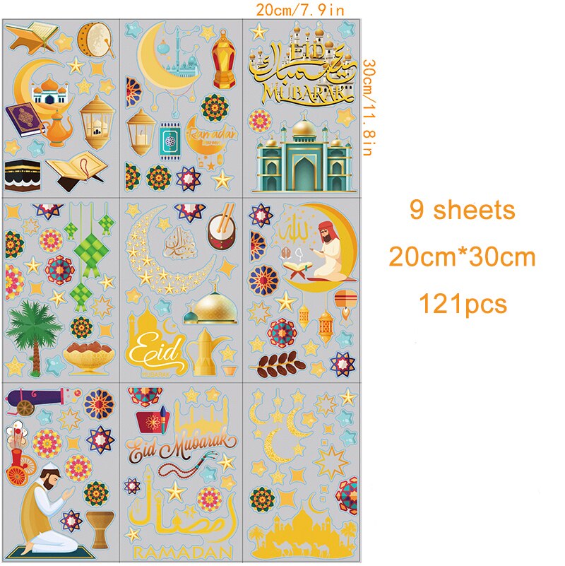 9pcs Ramadan Window Stickers Eid Mubarak Decoratio... – Vicedeal
