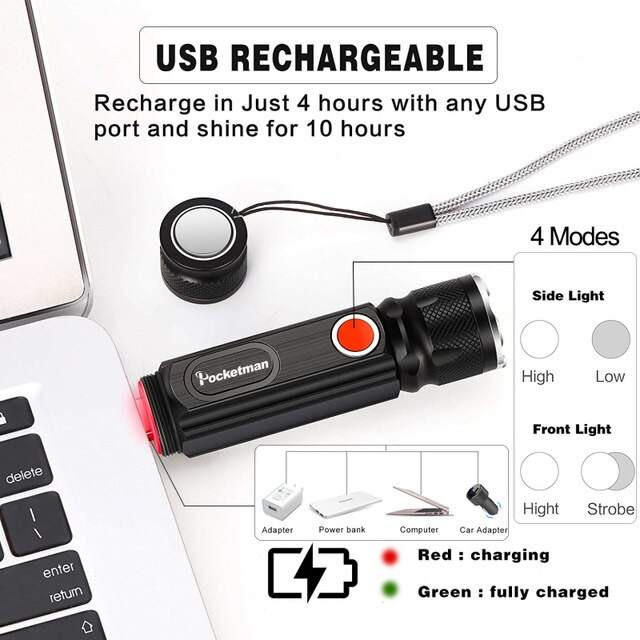 5000LM Multifunctional LED Flashlight USB Recharge... – Grandado