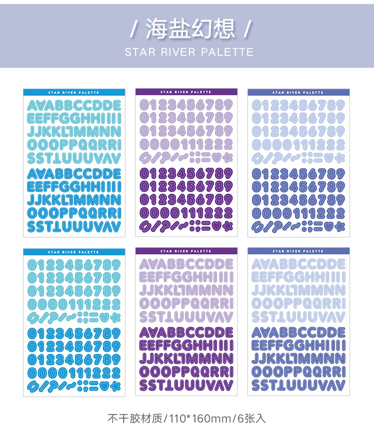 6 Sheets /Pack Gradiënt Letters En Cijfers Interes... – Grandado