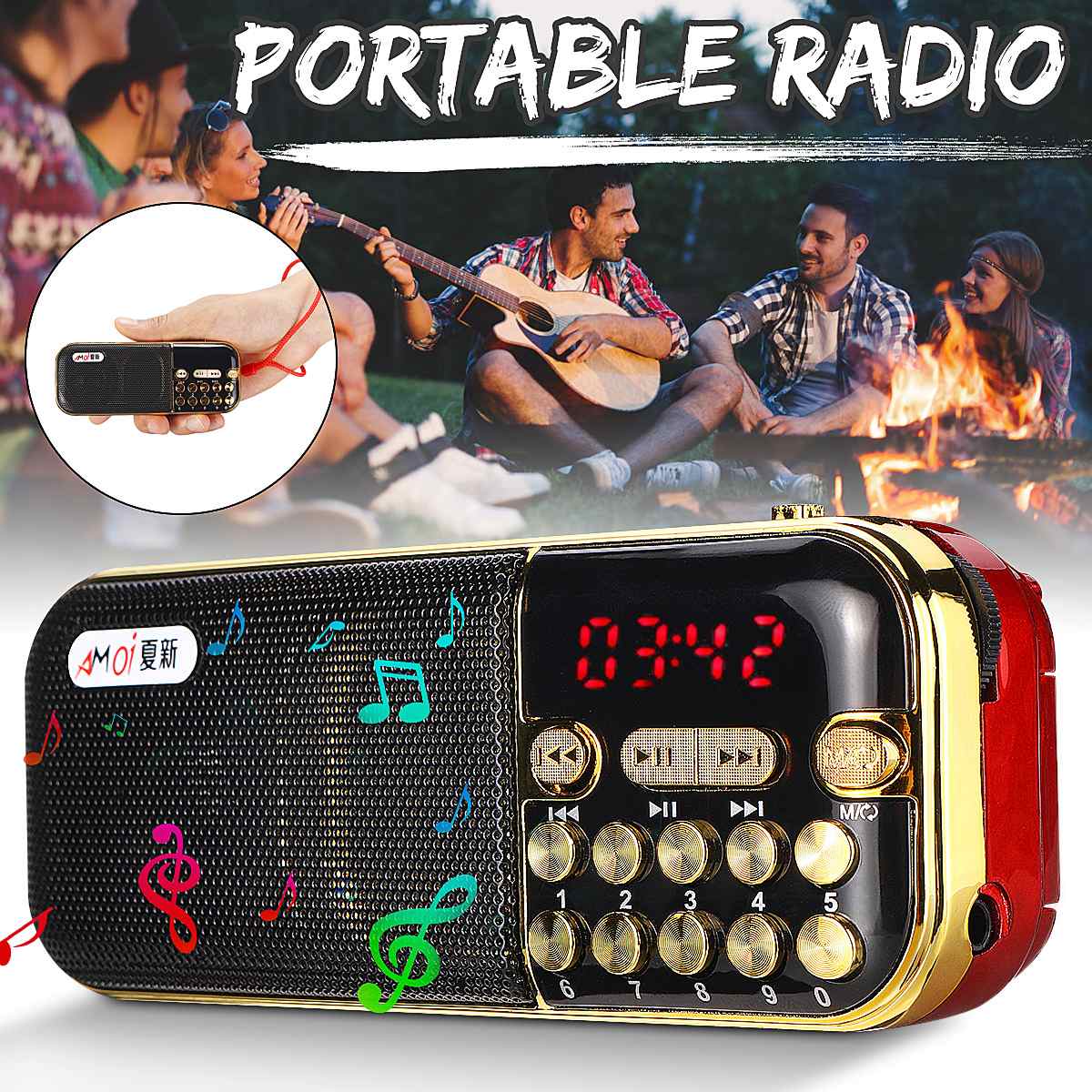 Mini Portable Radio Handheld Digital FM USB TF MP3... – Grandado