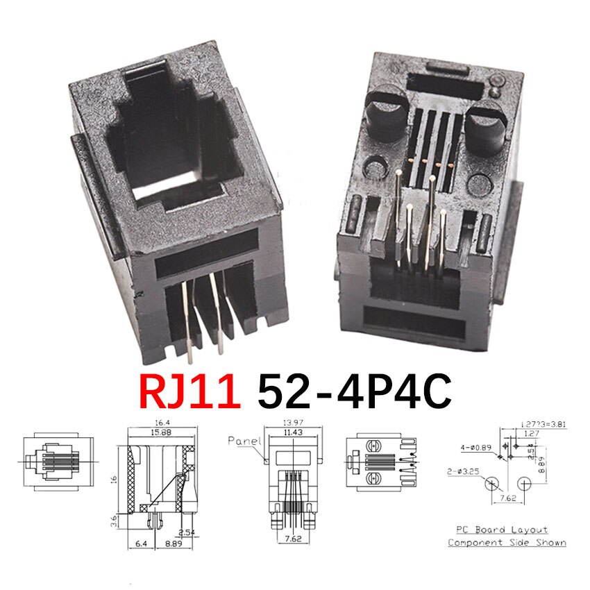 Conector de toma de teléfono RJ11, RJ12, RJ45, 4P4... – Grandado