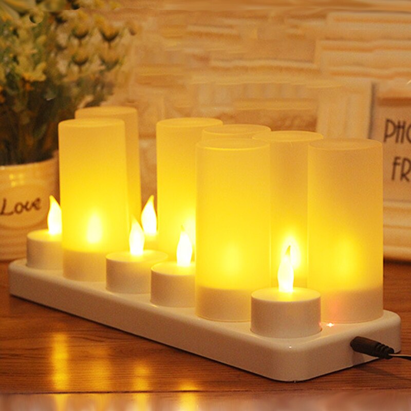 12 stk ledet telys oppladbare led stearinlys nattl... – Vicedeal