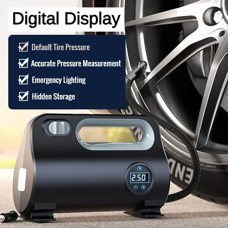 Bærbar bilkompressor digital dækpumpe led-lampe dæ... – Grandado
