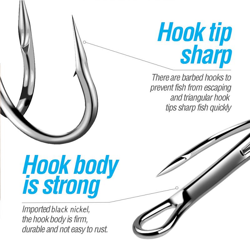 50pcs fishing hooks set 4-12# Triple Hooks Sea Tac... – Grandado