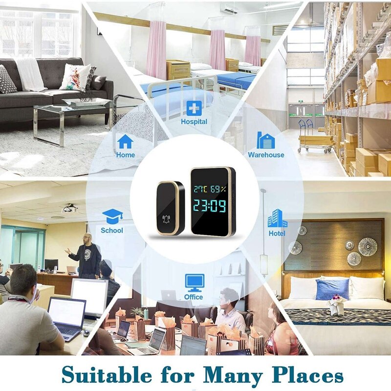 3C-Wireless Doorbell, Battery-Free, Waterproof Wir... – Vicedeal