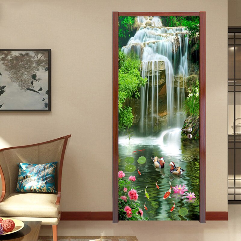 Photo Wallpaper 3D Waterfalls Door Sticker Nature ... – Grandado