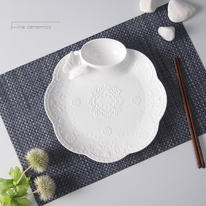 10inch, White Embossed Porcelain Party Plates for ... – Vicedeal