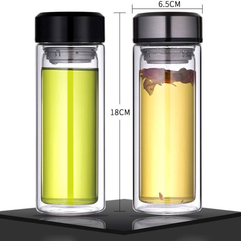 Double-layer Glass Water Bottle Water Bottle Doubl... – Grandado