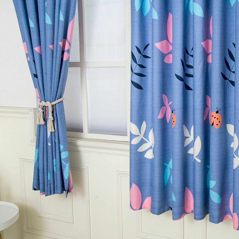 Sliding Colorful Leaves Printing Curtain Half Shad... – Grandado