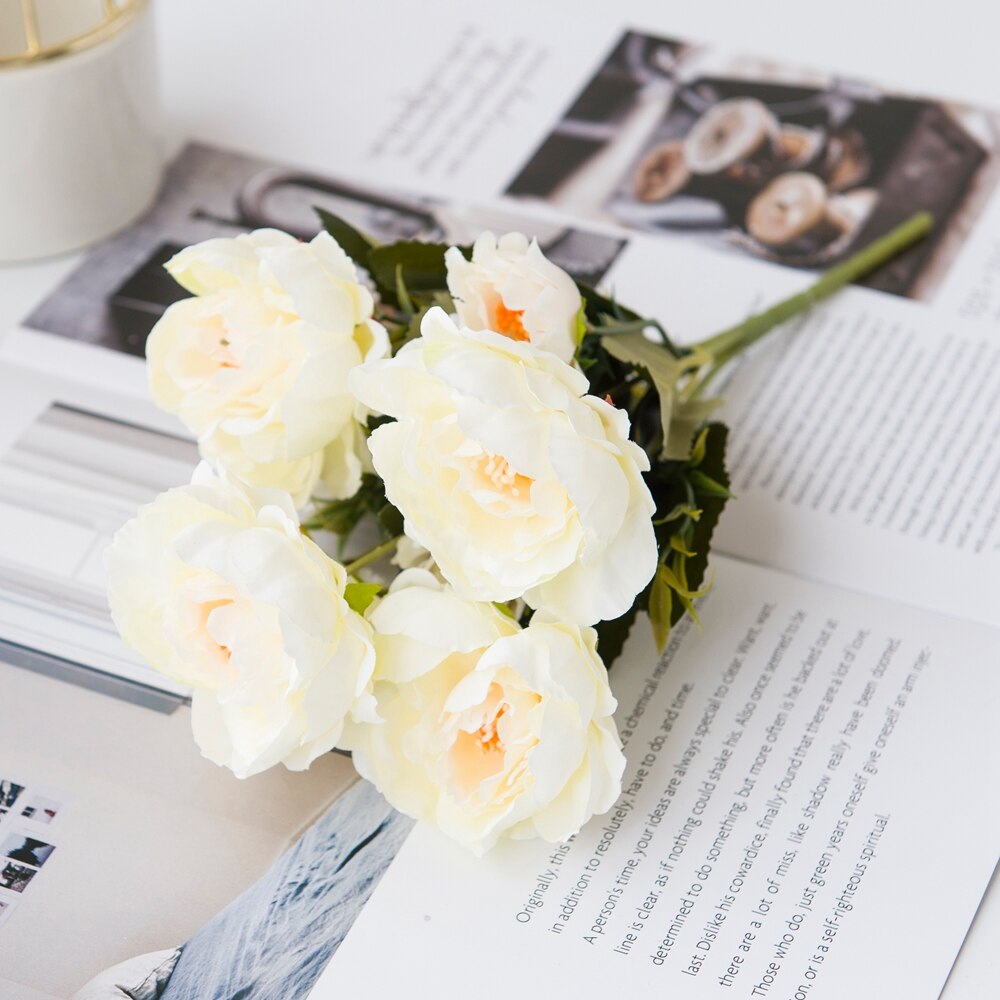 5 Bundles Silk Pink Peony Autumn Wedding Decorativ... – Grandado