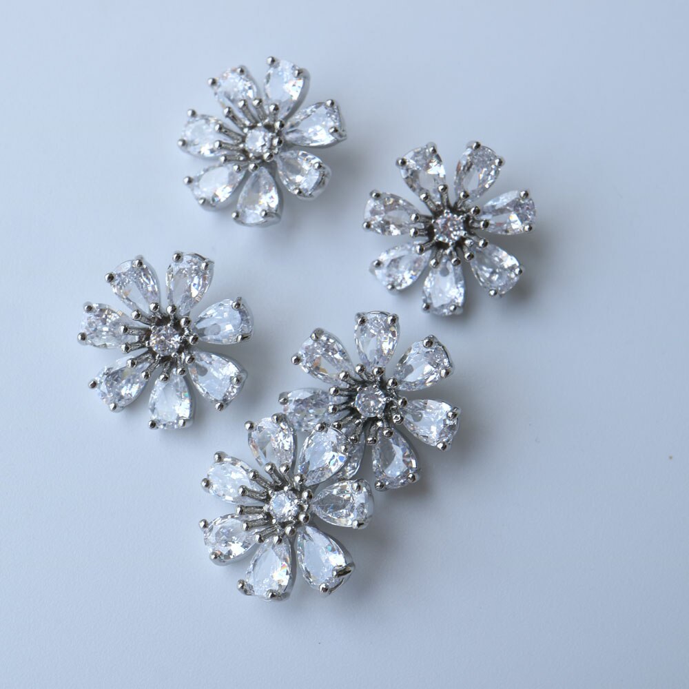 5pc/ stk skinnende krystal blomsterknapper cubic z... – Grandado