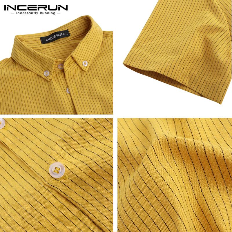 Gestreepte Korte Mouw Mannen Shirt Zomer Revers Ca... – Vicedeal