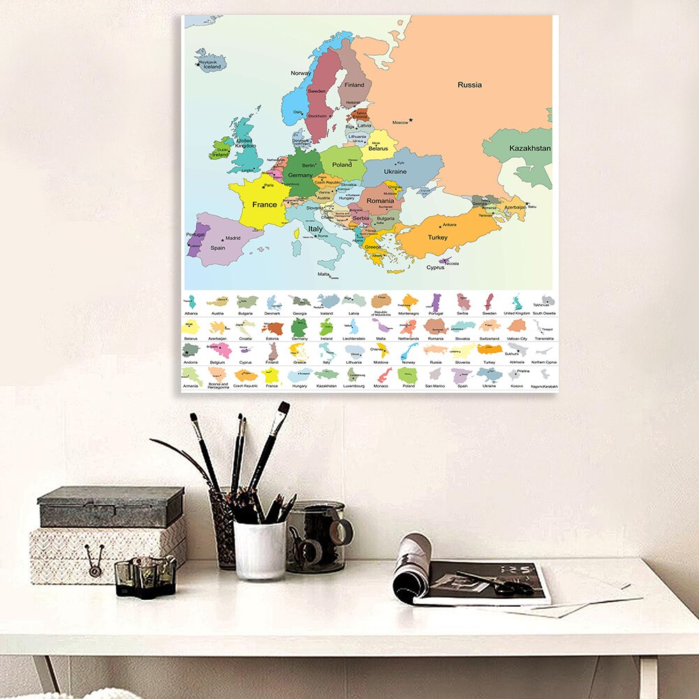 150*150cm The Europe Political Map Non-woven Canva... – Grandado