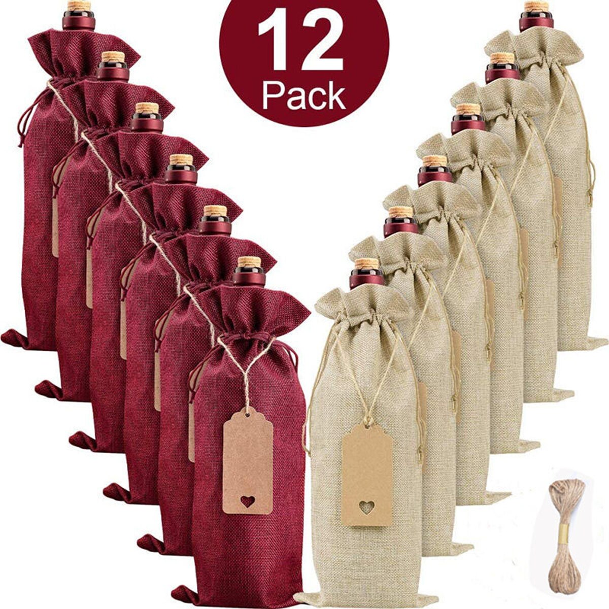12Pcs Red Wine Bottle Covers Bag Linen Champagne B... – Vicedeal