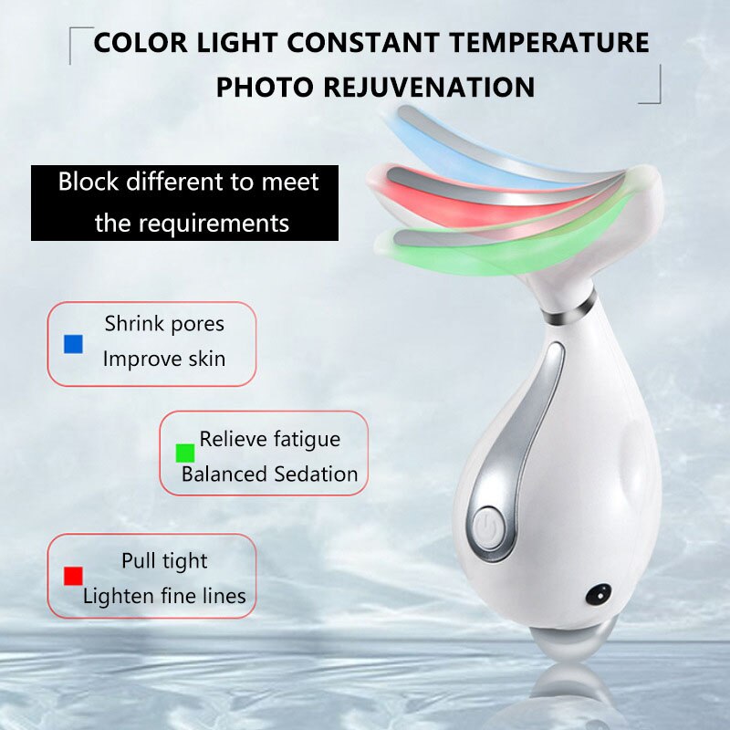 3 Colors LED Photon Therapy Neck Massager Face Lif... – Vicedeal