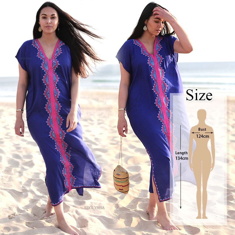 Embroidery Cotton Beach Cover-ups Saida de Praia S... – Vicedeal