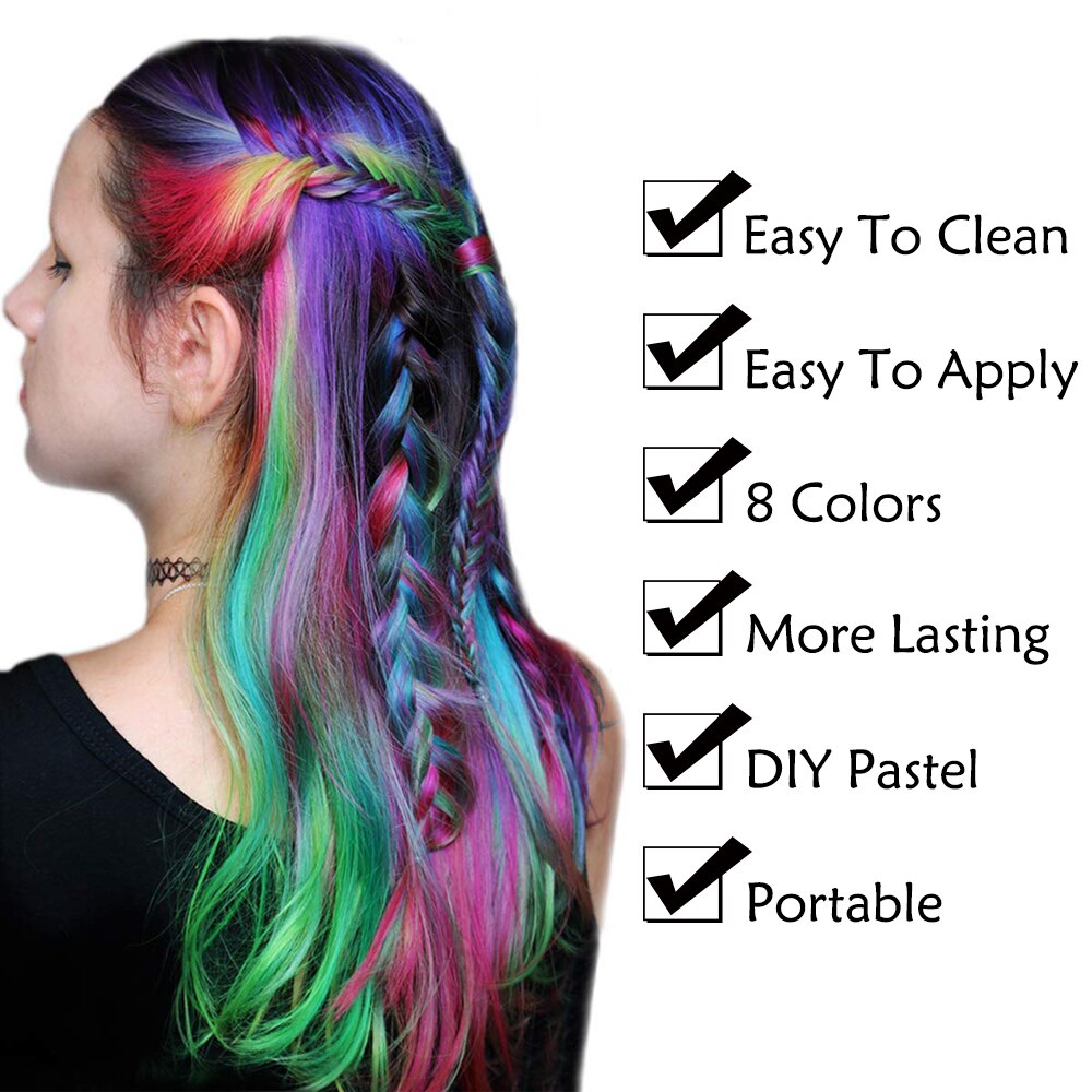 8 Colors Hair Dye Color Portable Hair Chalk Powder... – Grandado