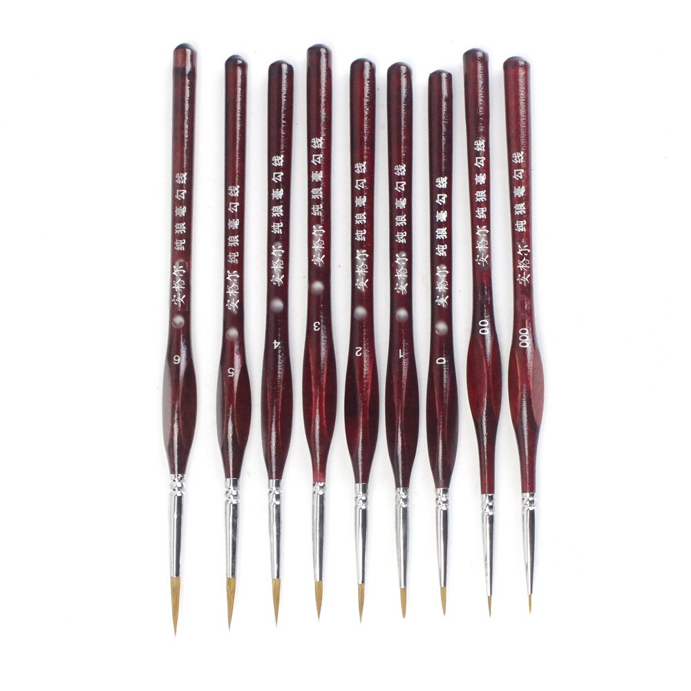 9pcs/set Wolf Hair Painting Brushes Detail Set Hoo... – Vicedeal