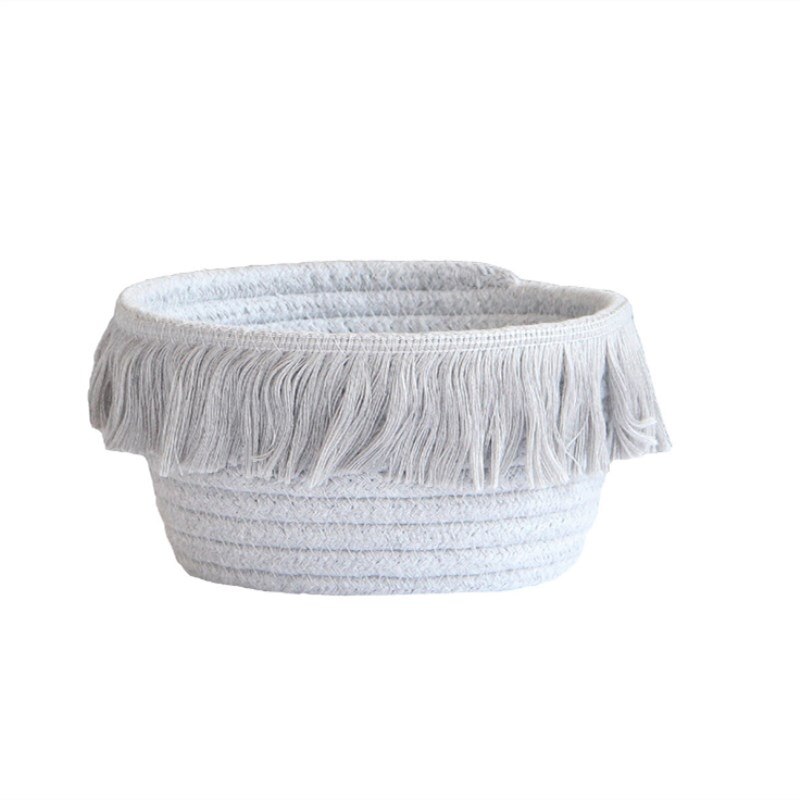 Nordisk grå farge bomull tau oppbevaringskurver me... – Grandado