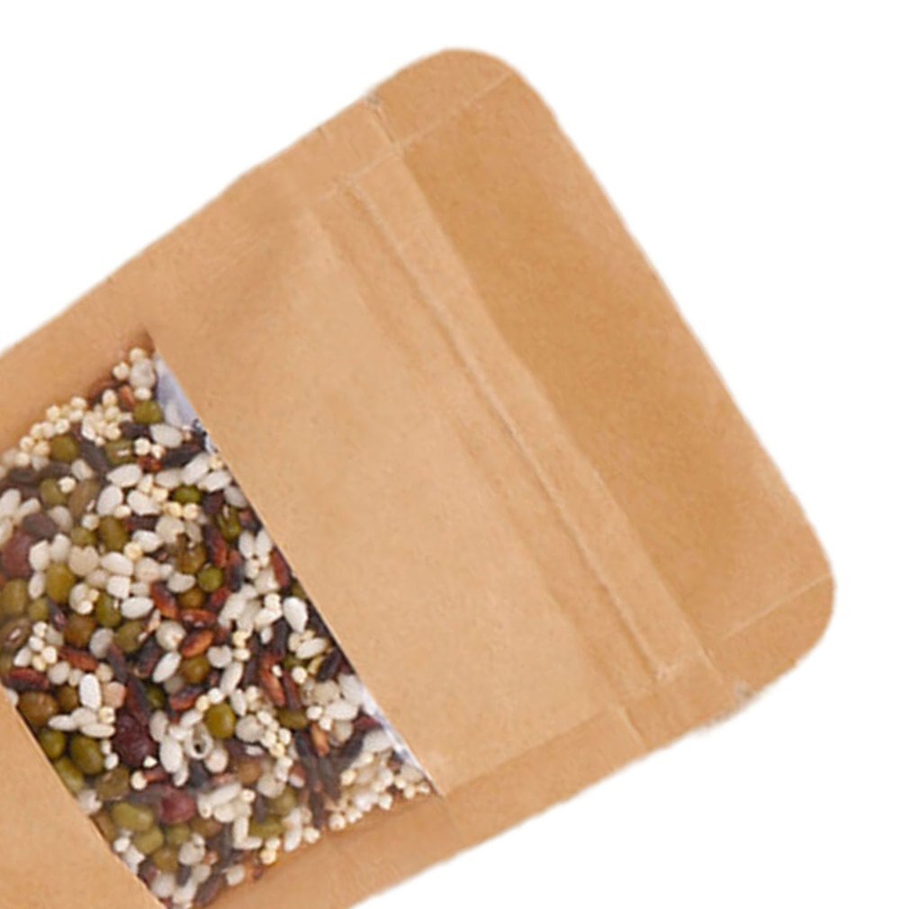 Reusable Kraft Paper Bag with Frosted Window Stand... – Grandado