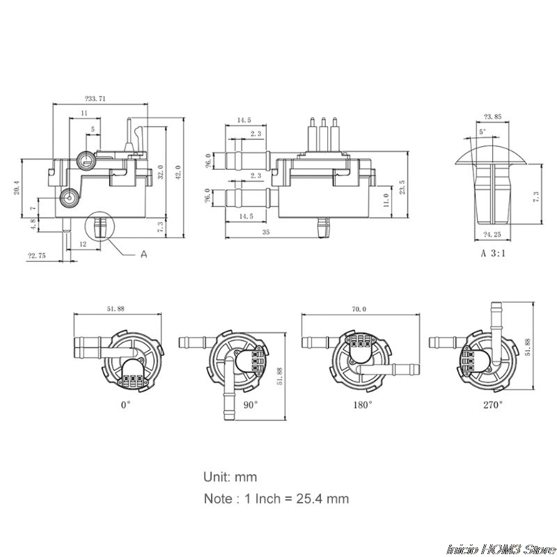 5-18V 6mm Haus Widerhaken Ende Wasser fließen Sensor 75-570 ml/min 3% ...