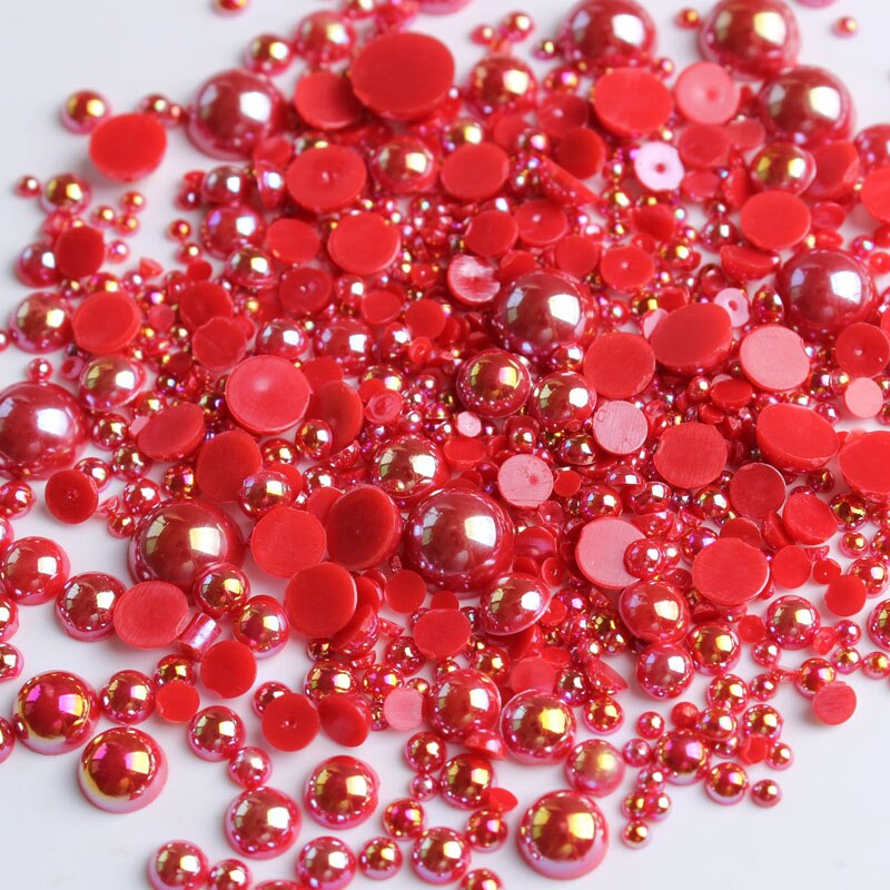 Shiny ABS Half Round Red AB Mix Size 2mm/3mm/4mm/5... – Vicedeal