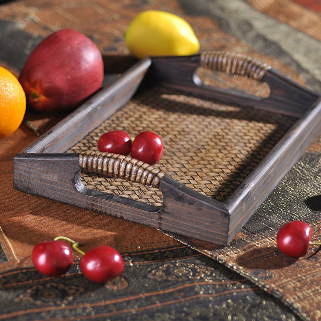 Wooden Tea Tray Serving Tray with Handles .Wood Ch... – Grandado