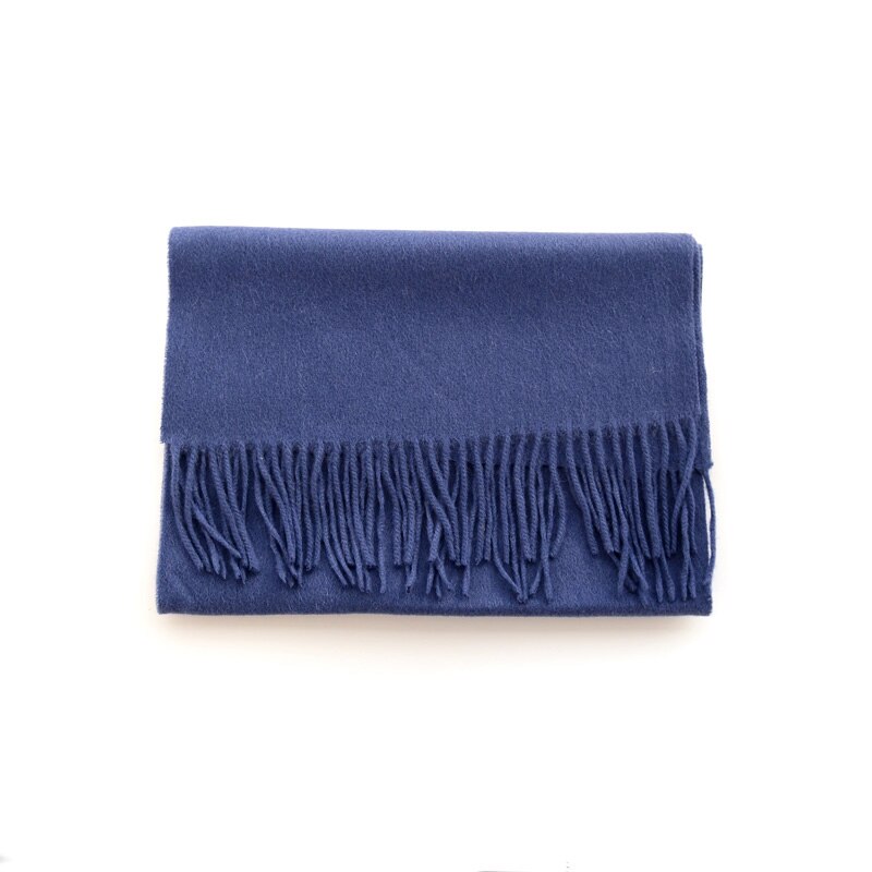 Lake blue wool scarf women winter warm cashmere ta... – Vicedeal