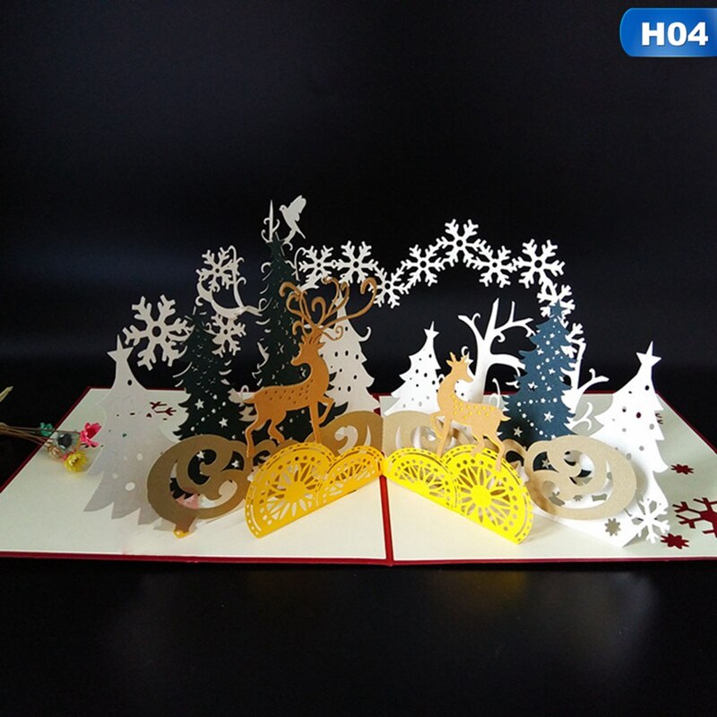 Tarjetas Pop-UP 3D de Santa para decoración, Feliz... – Grandado